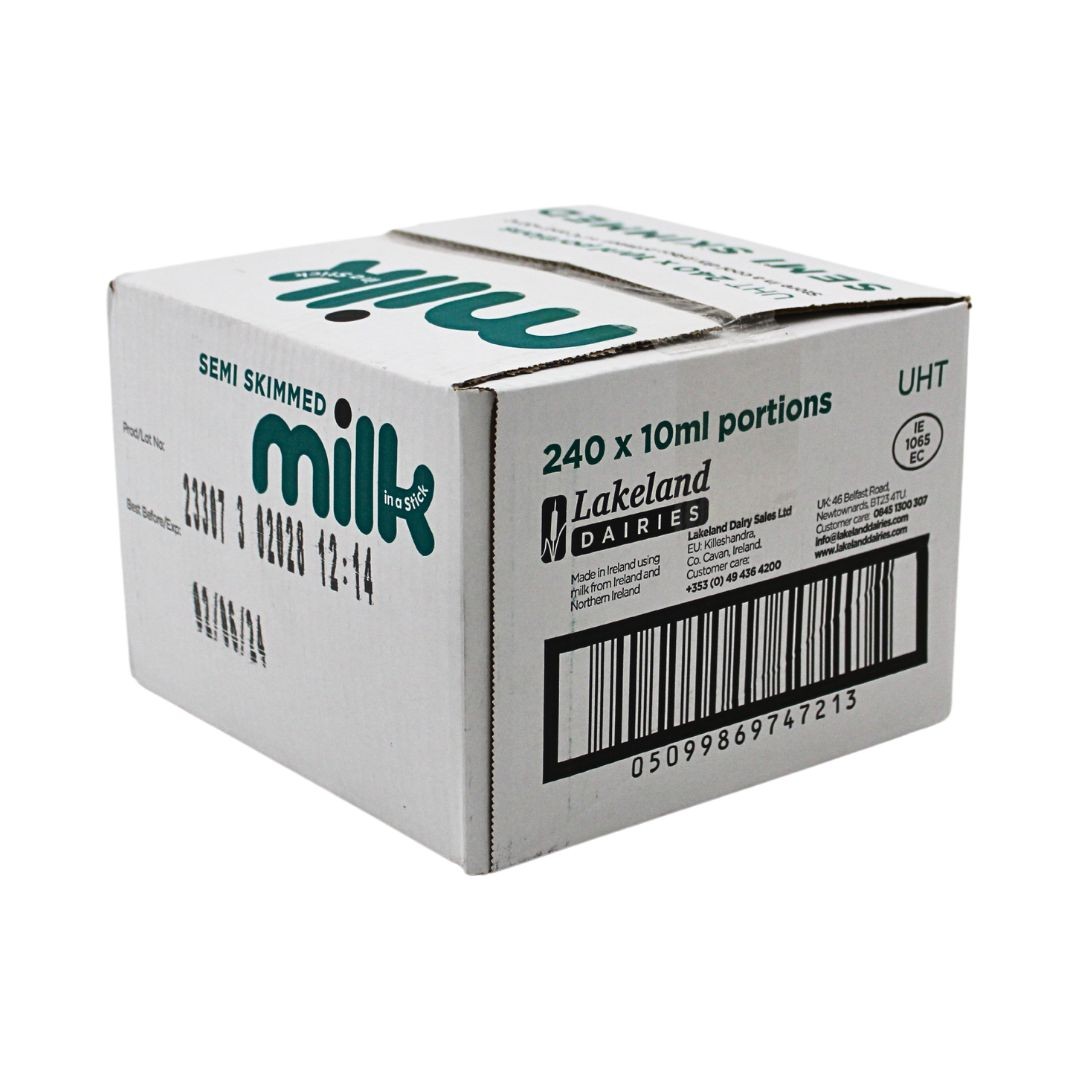 Semi-Skimmed Milk Stick, UHT - Lakeland Dairies 10ml x 240 | Albion ...