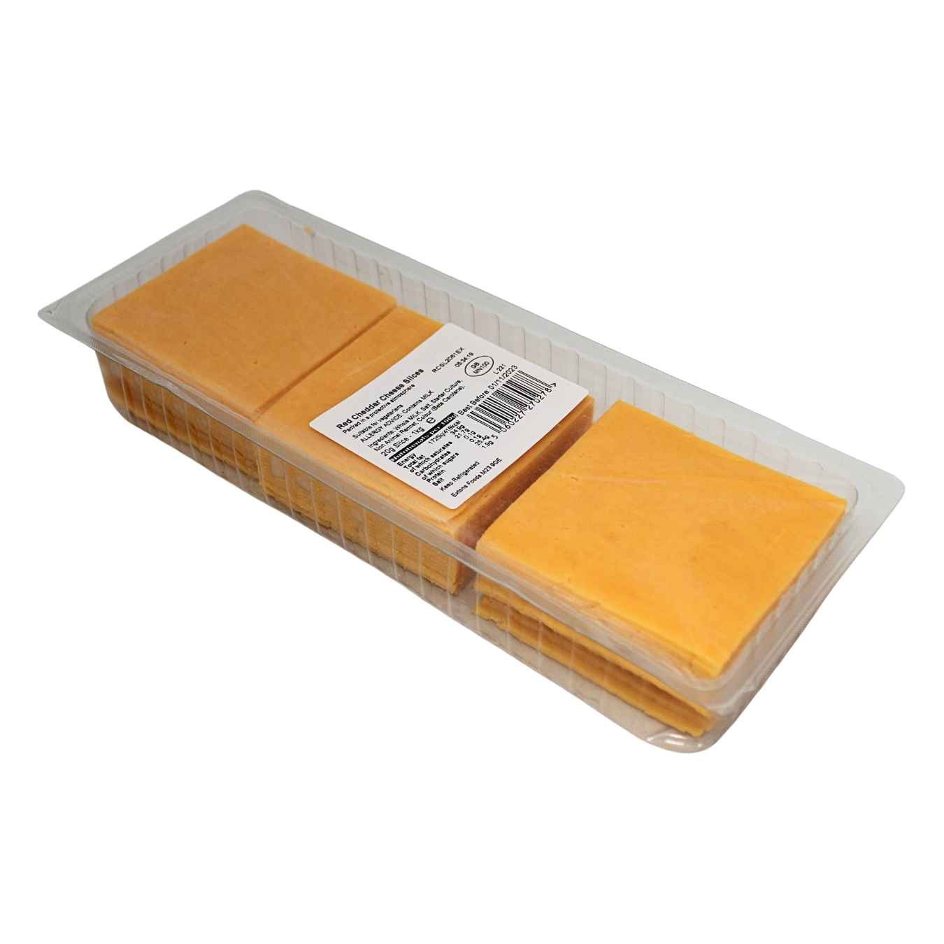 Cheddar Slices, Red Coloured 1kg | Albion Fine Foods Ltd.