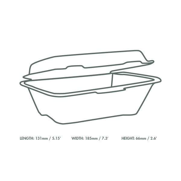 Takeaway Clamshell Box 7 x 5 - Vegware x 50 | Albion Fine Foods Ltd.