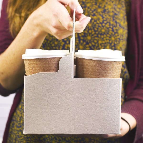 4 Cup Carry Tray with Handle - Vegware x200 | Albion Fine Foods Ltd.