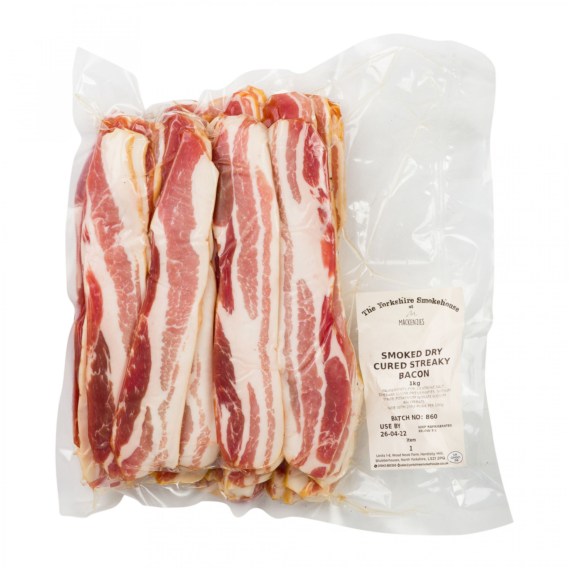 Smoked Streaky Dry Cured Bacon 1kg | Albion Fine Foods Ltd.