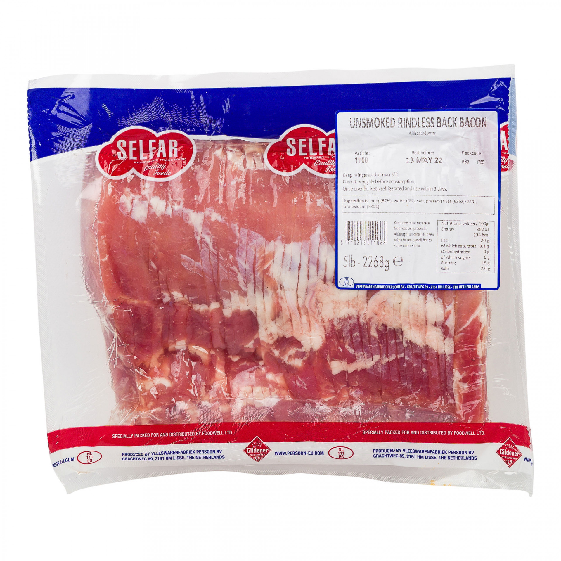 Unsmoked Back Bacon 2.27kg | Albion Fine Foods Ltd.