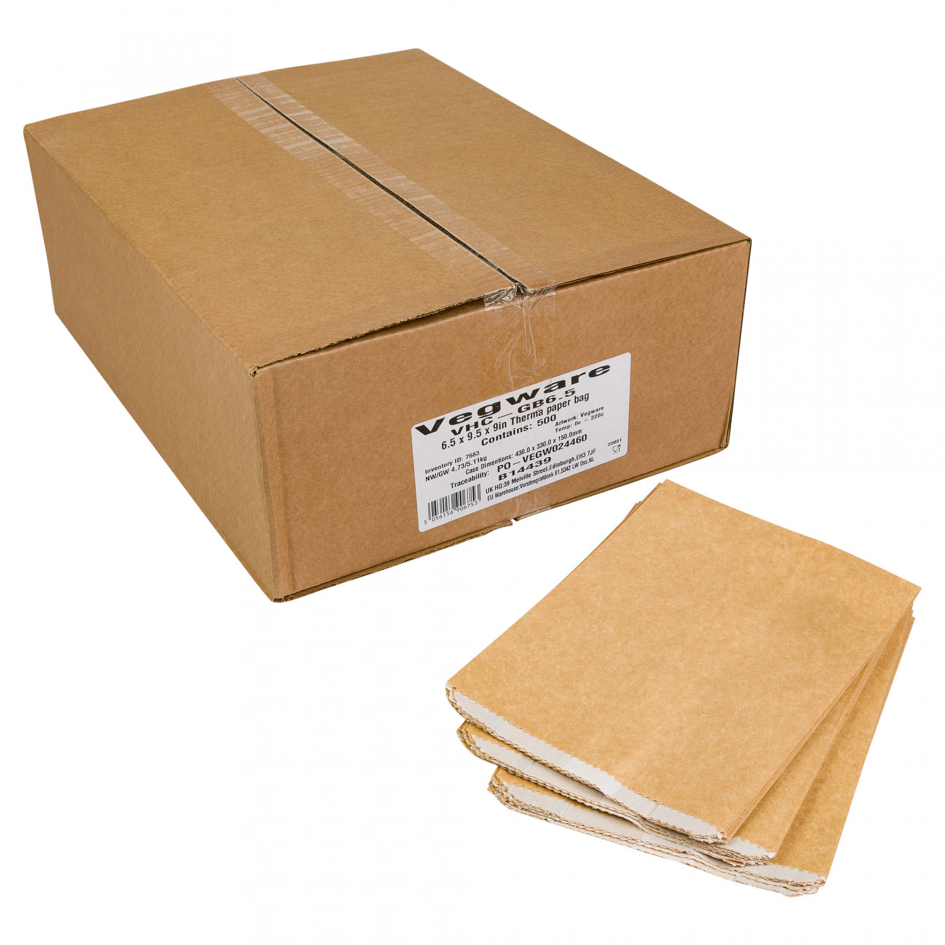 Thermal Paper Bag 16.5cm x 7.5 x 24cm - Vegware x 500 | Albion Fine ...