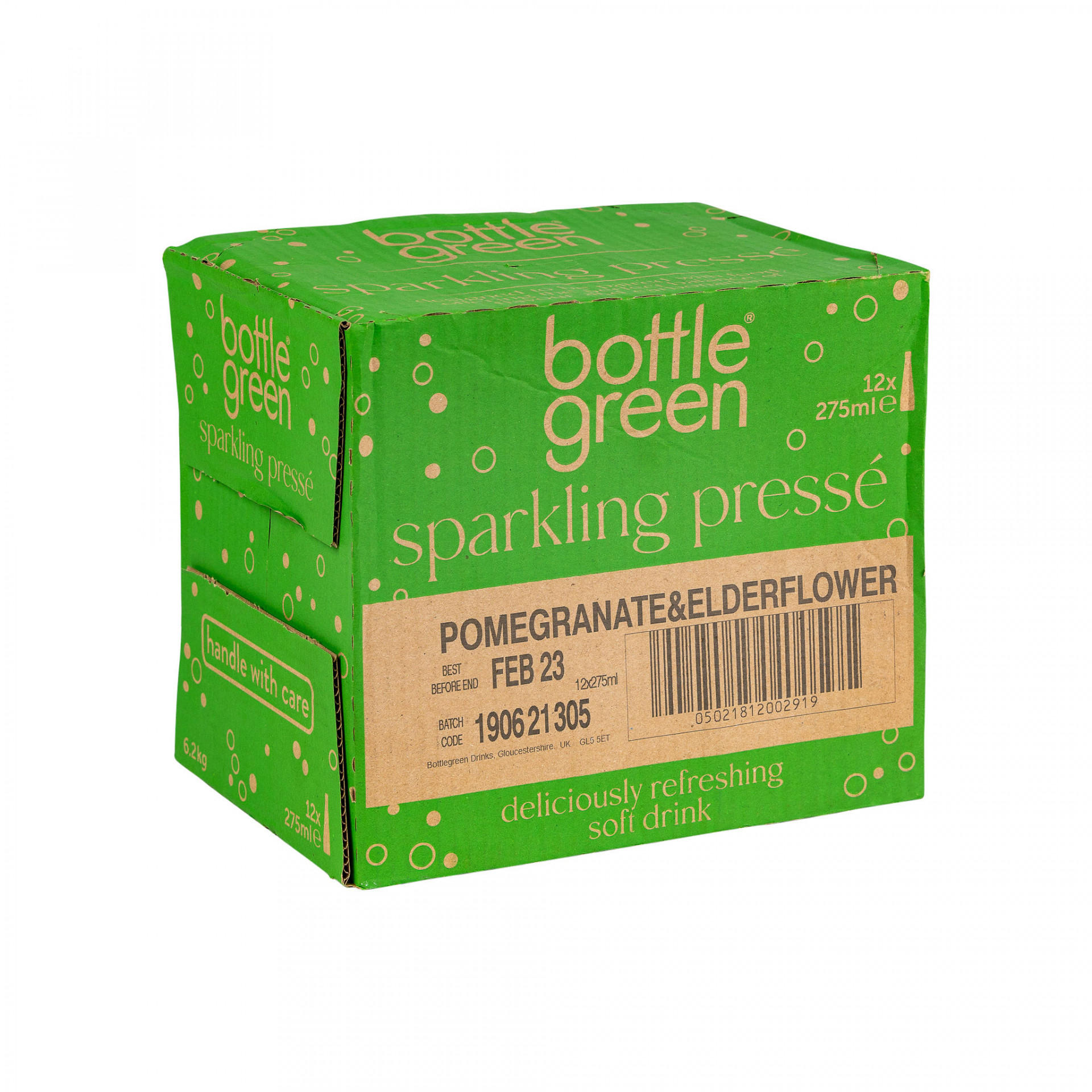 Sparkling Presse, Pomegranate & Elderflower - Bottle Green 275ml x 12 ...