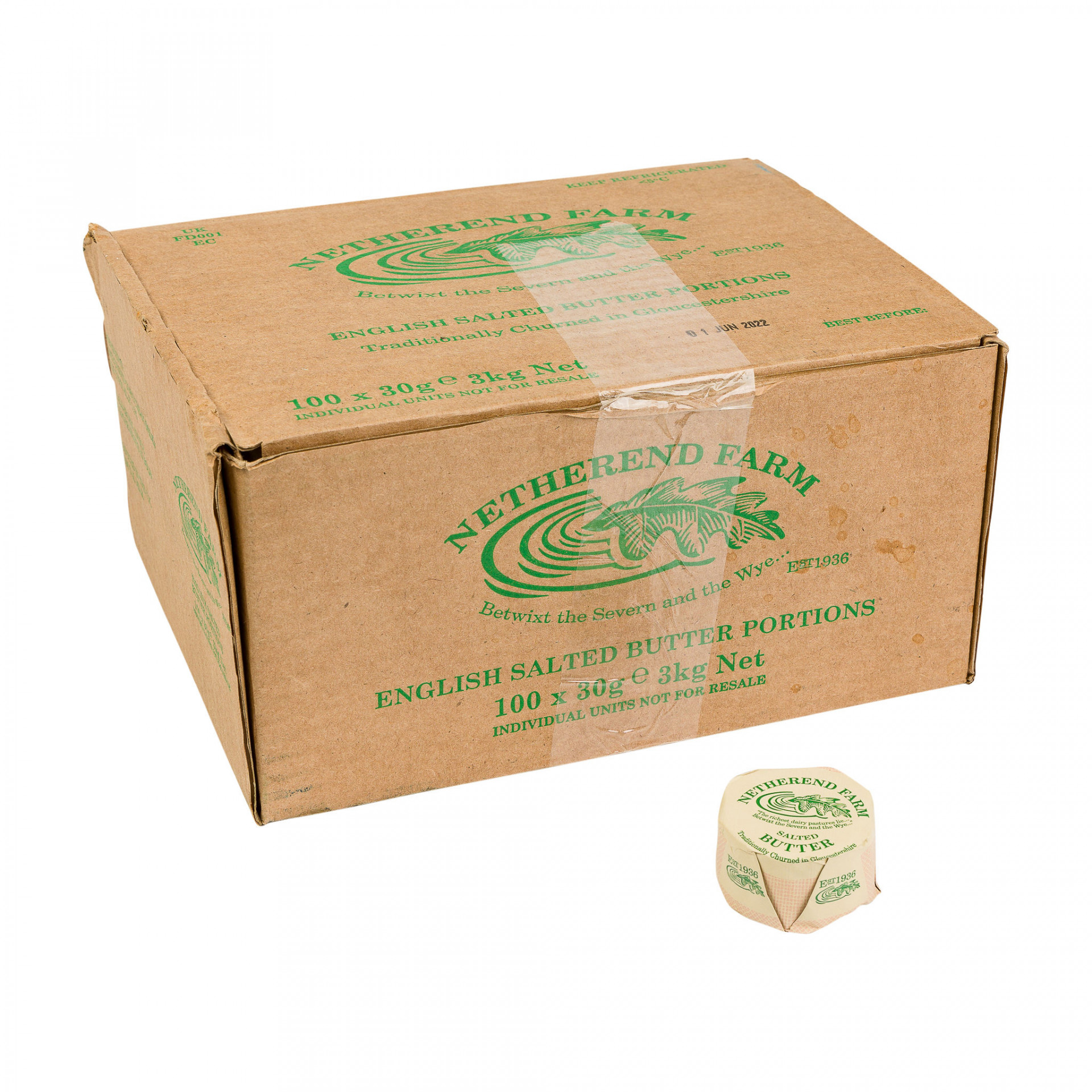 Butter Portions, Salted - Netherend 100 x 30g | Albion Fine Foods Ltd.