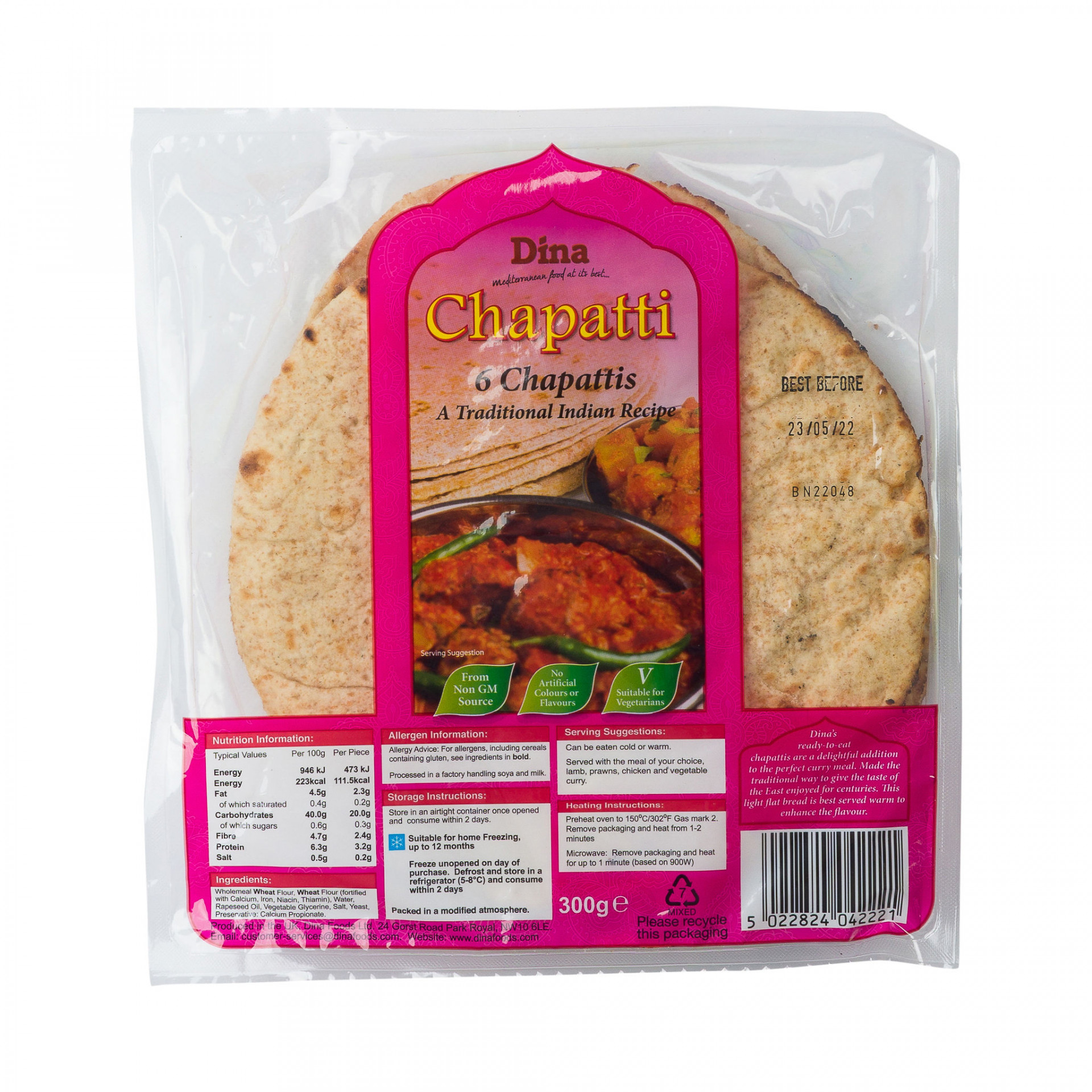 Chapatti 8 6 x 36g | Albion Fine Foods Ltd.