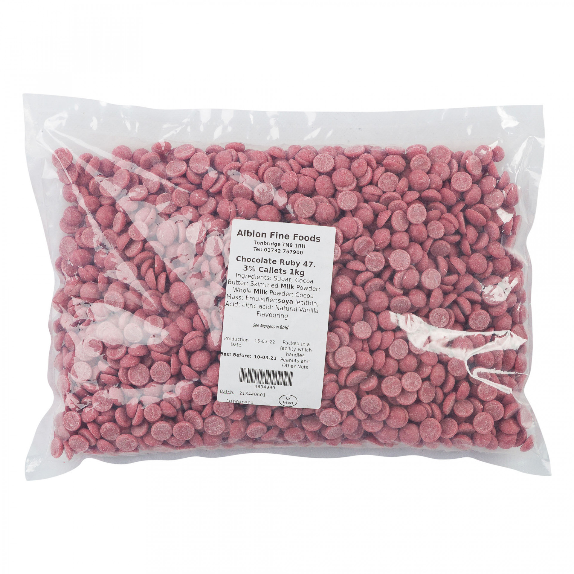 Ruby Chocolate Callets 47.3% 1kg | Albion Fine Foods Ltd.