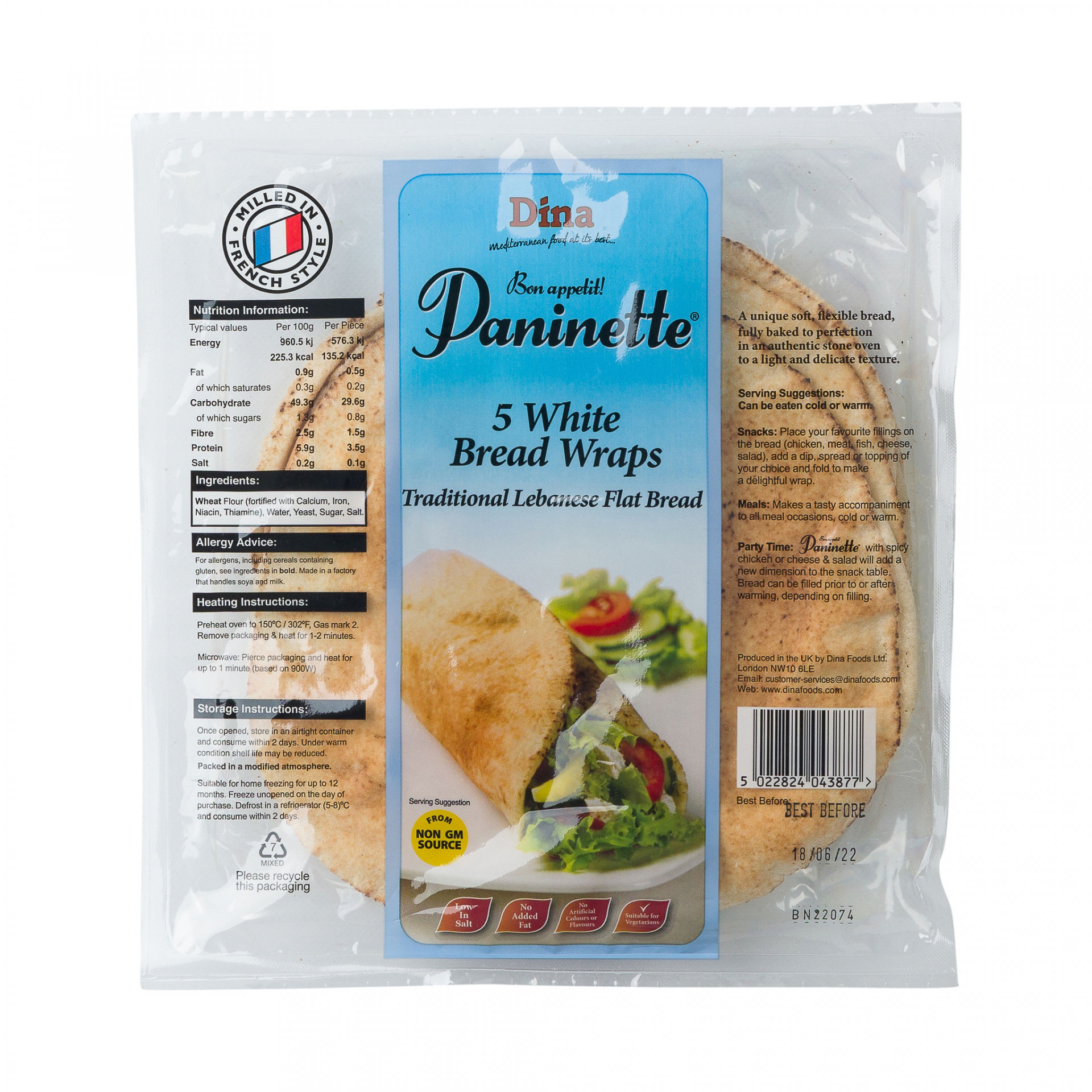 Lebanese Flatbread 20.5cm 55g x 5 | Albion Fine Foods Ltd.