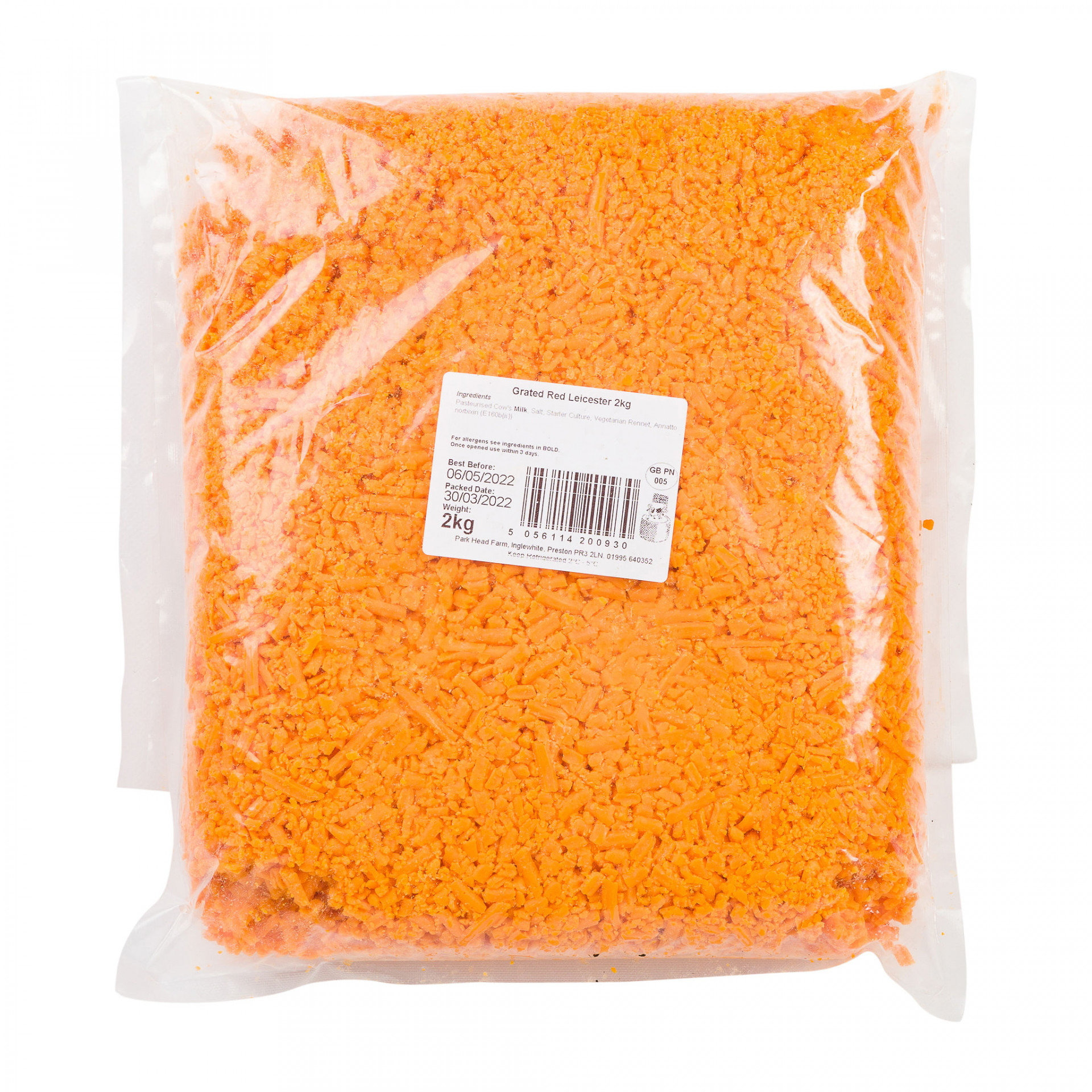 Grated Red Leicester 2kg | Albion Fine Foods Ltd.