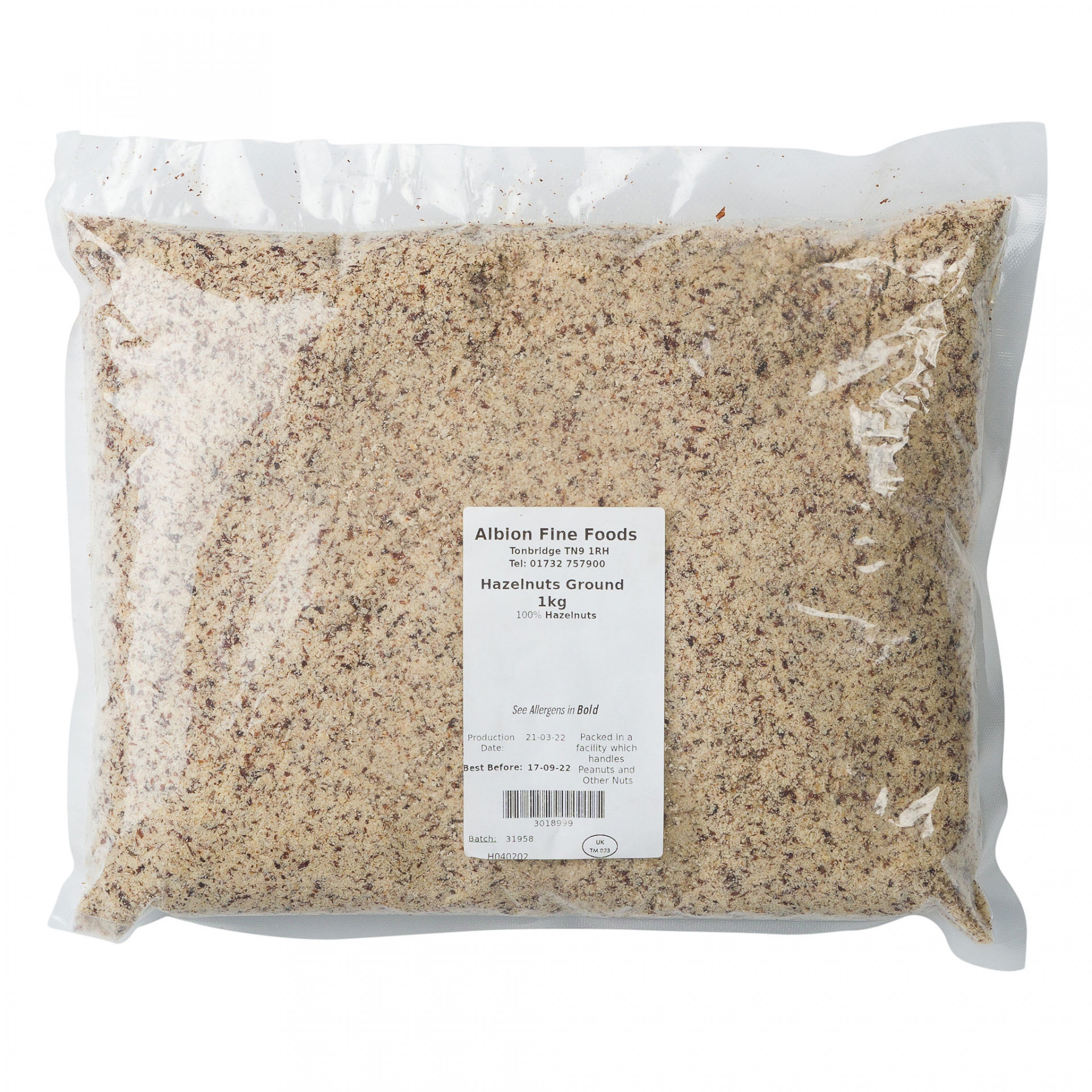 Hazelnuts Ground 1kg | Albion Fine Foods Ltd.
