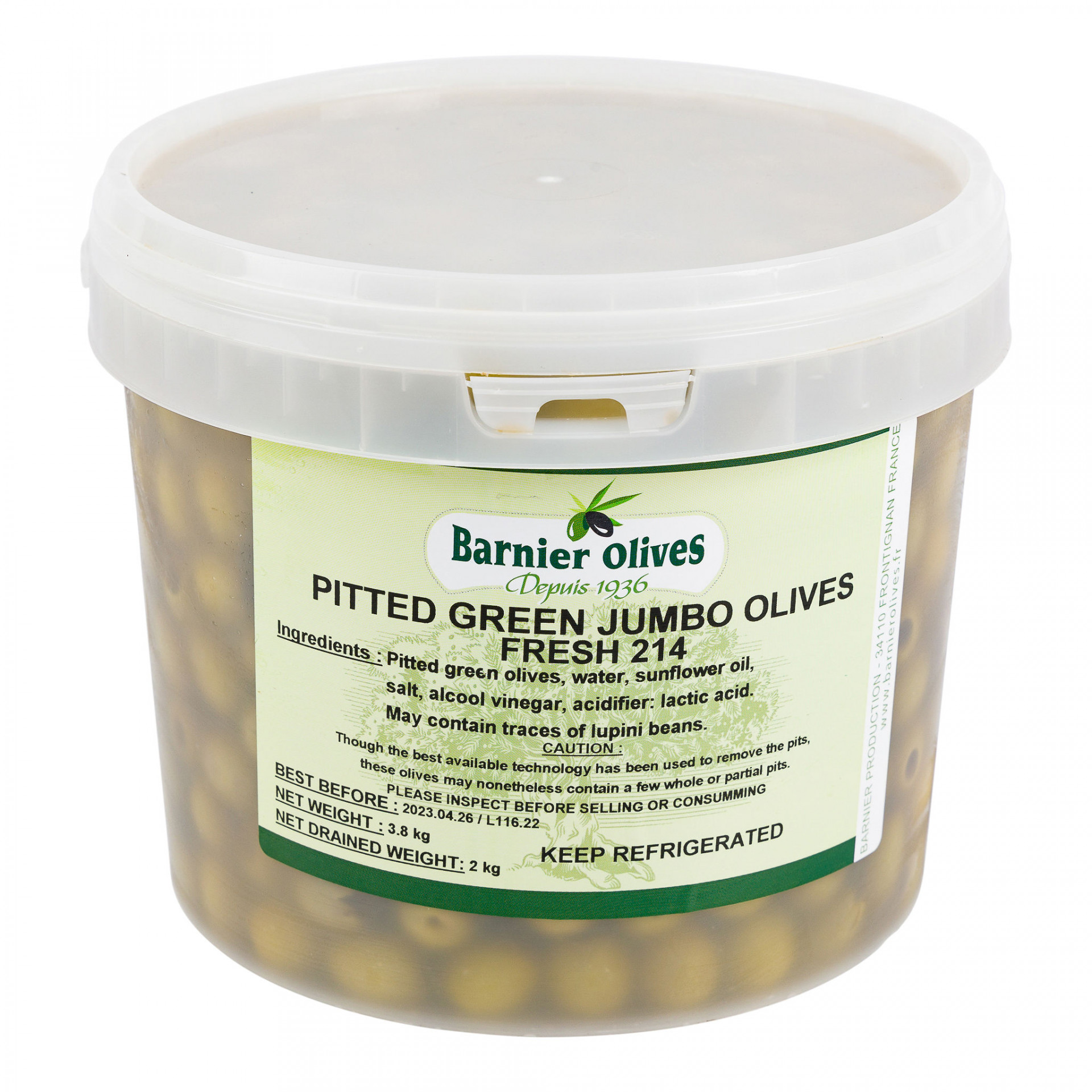 Green Olives Pitted Jumbo 2kg | Albion Fine Foods Ltd.