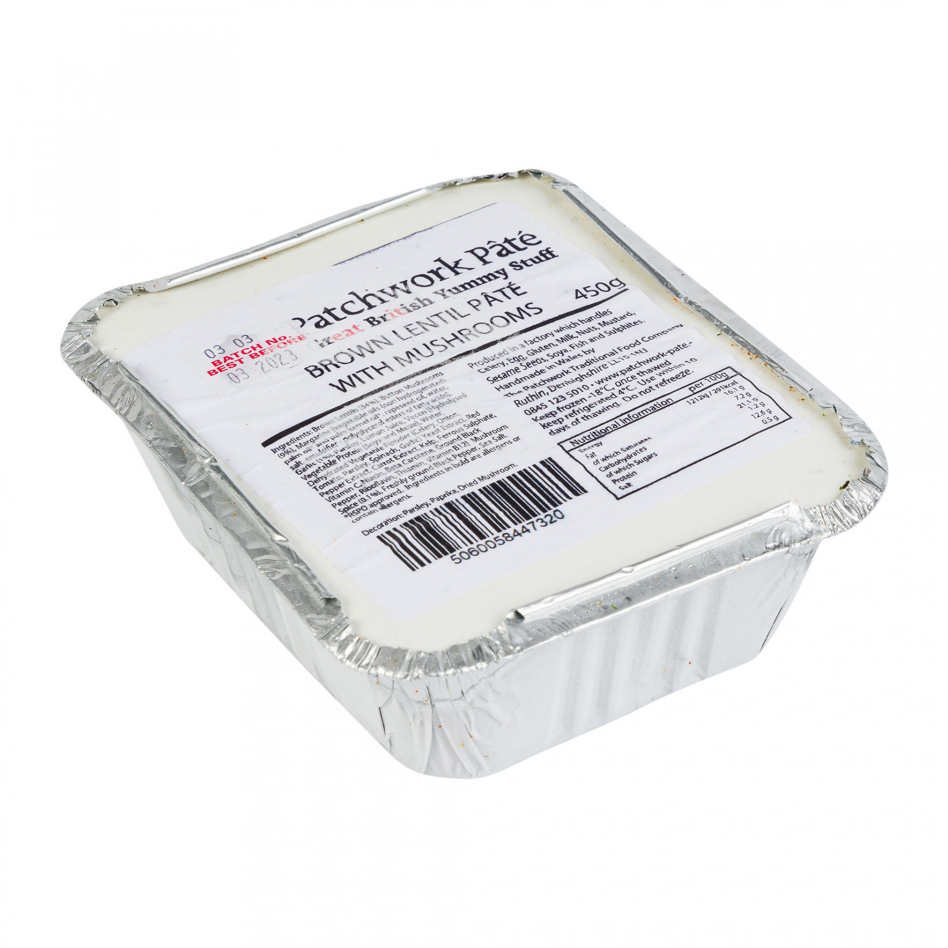 Brown Lentil & Mushroom Pate 450g | Albion Fine Foods Ltd.